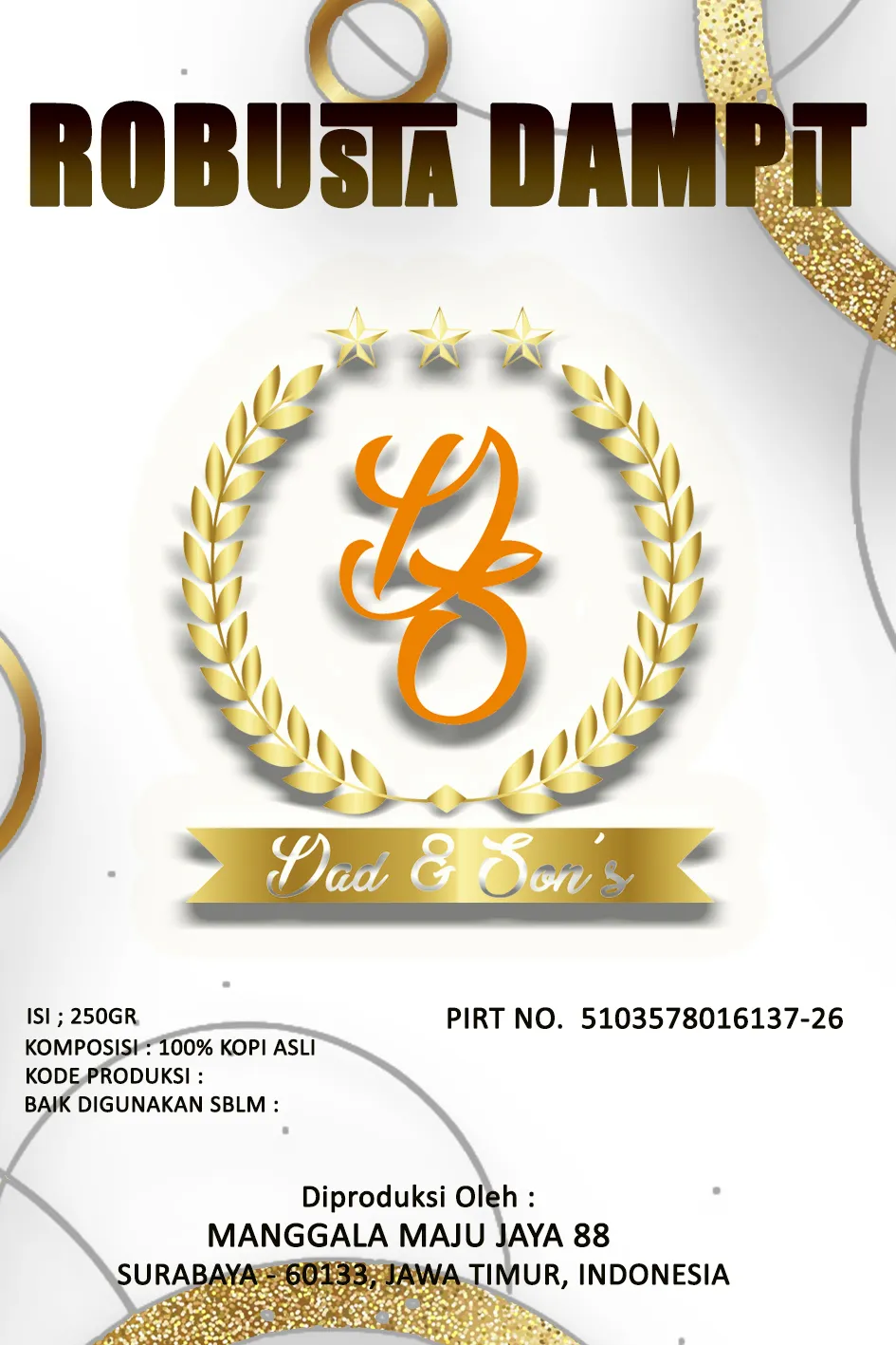 Robusta Dampit Roast Bean 250 gr | Roast Bean Robusta per 250gr ...